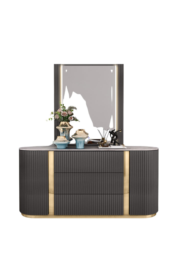 Juniper Bedroom Suite Luxury Modern Graphite Titanium Gold – Elegant ...